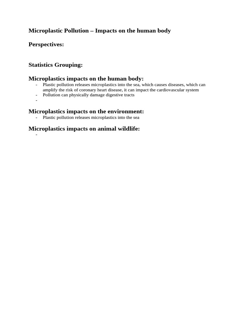 Microplastic Pollution - Impacts on the Human Body | PDF