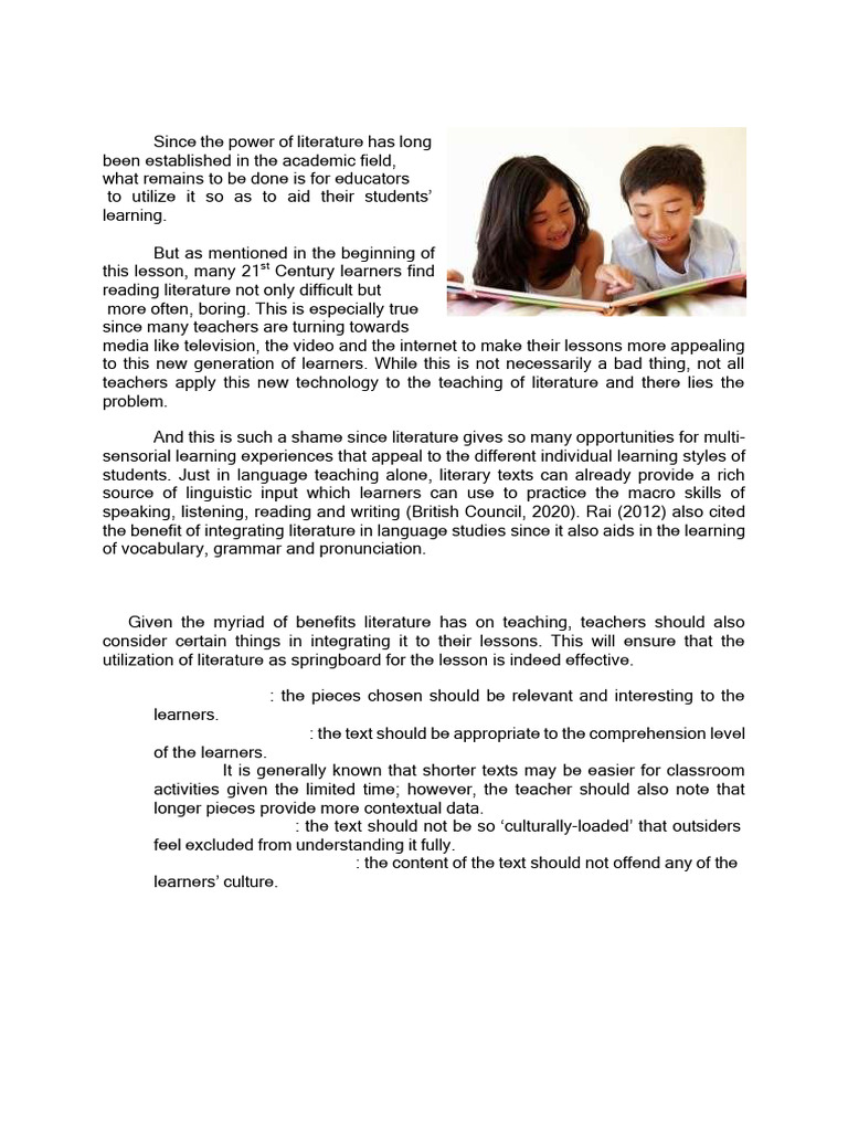 Literature As Springboard For Creative Activities | PDF | Storytelling ...