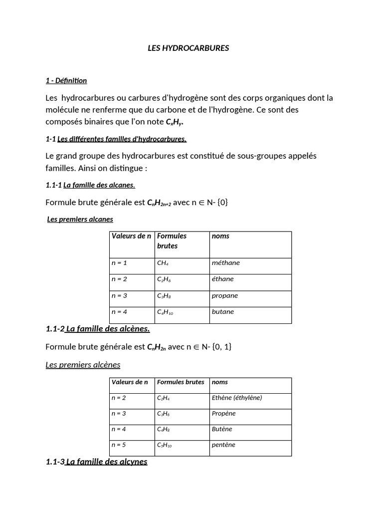 Comprendre les hydrocarbures et leur combustion | PDF | La combustion ...