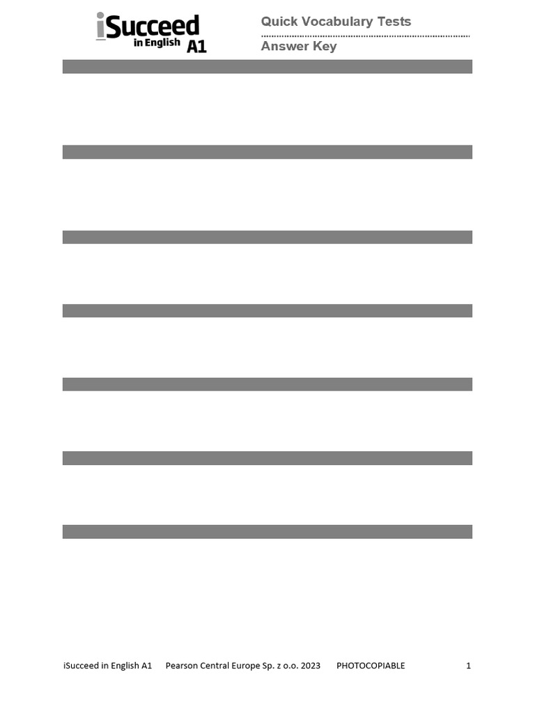 Quick Vocabulary Tests for English A1 | PDF