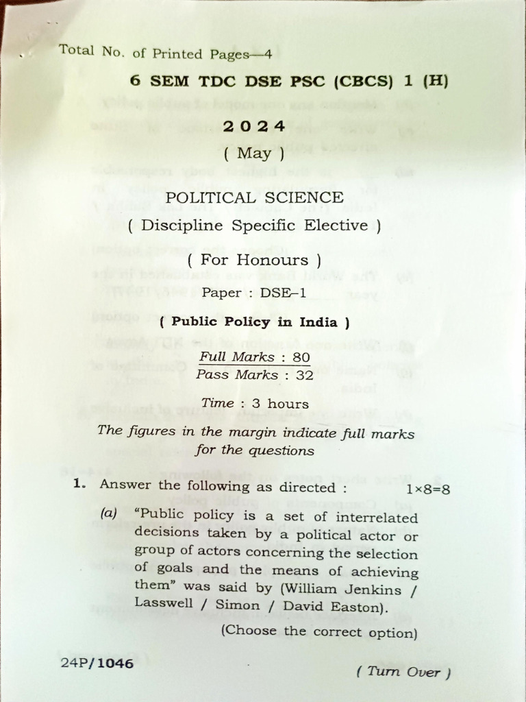 6 Sem TDC Dse PSC Cbcs 1 H | PDF