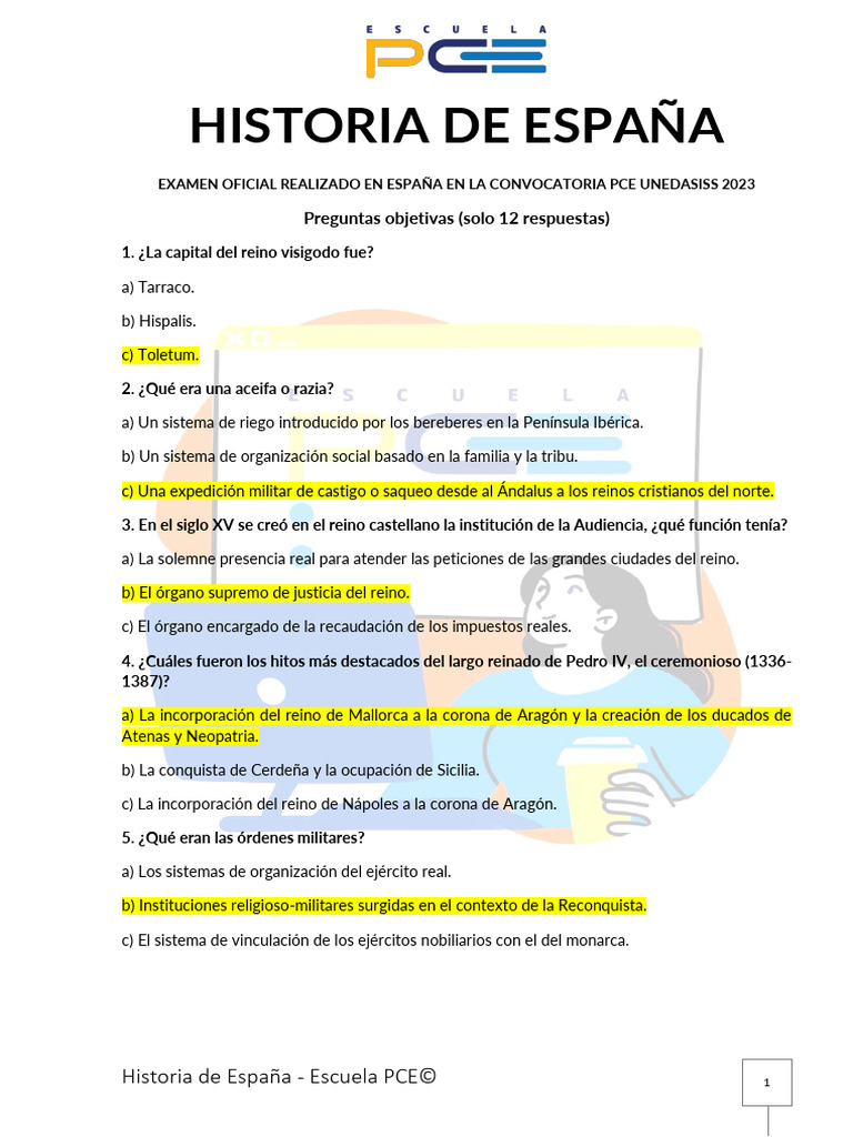 Examen de Historia de España 2023 | PDF | España | Imperio español