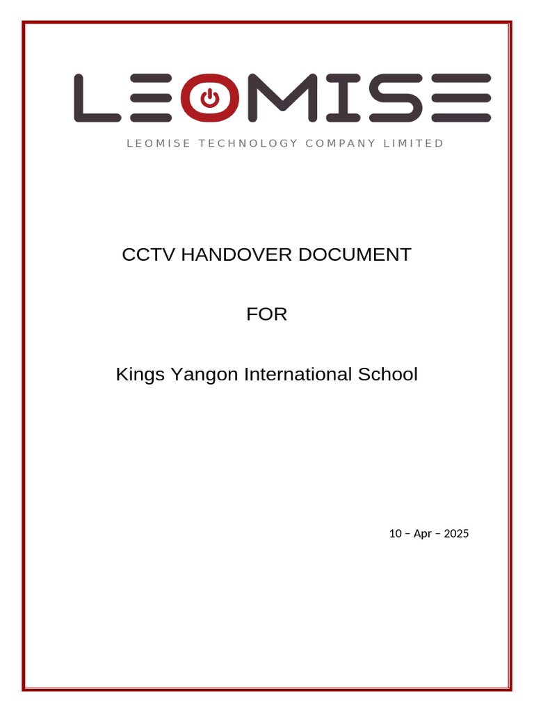 CCTV System Handover Document Ky - Copy | PDF