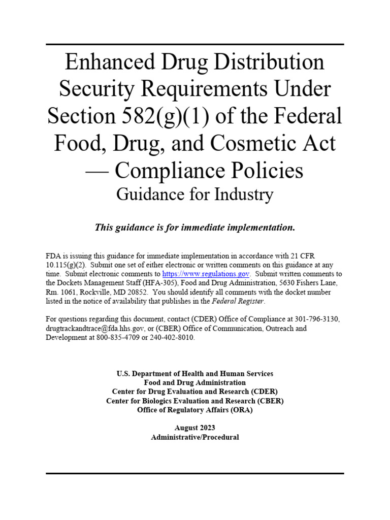 Enhanced Drug Security Compliance Guide | PDF | Food And Drug ...