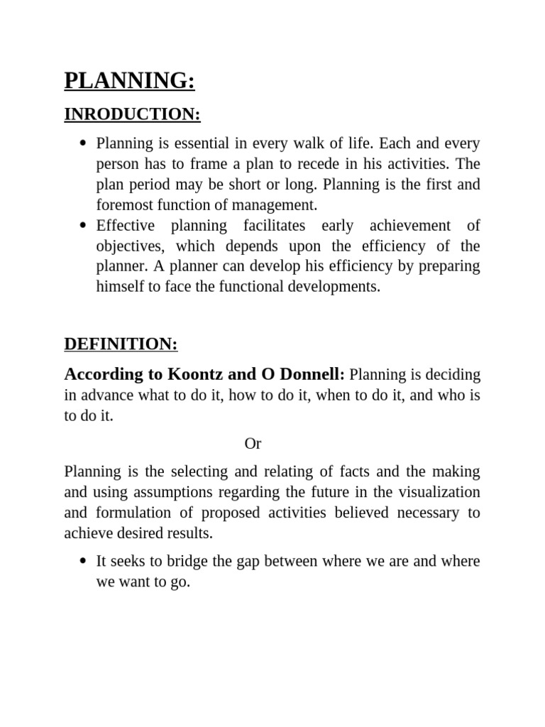 Essentials of Effective Planning in Management | PDF | Planning | Goal