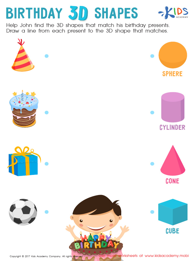 3grade 1 Birthday 3d Shapes Worksheet | PDF