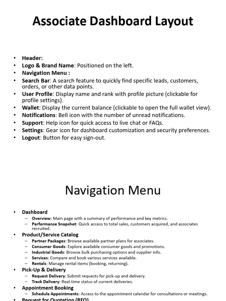 Associate Dashboard Layout Overview | PDF | Password | Zip Code