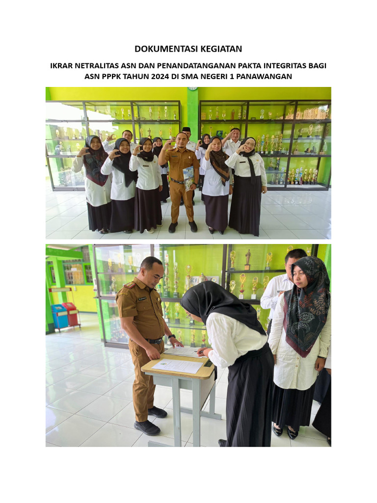 Dokumentasi Kegiatan Ikrar Netralitas Dan Penandatangan Pakta Integritas | PDF