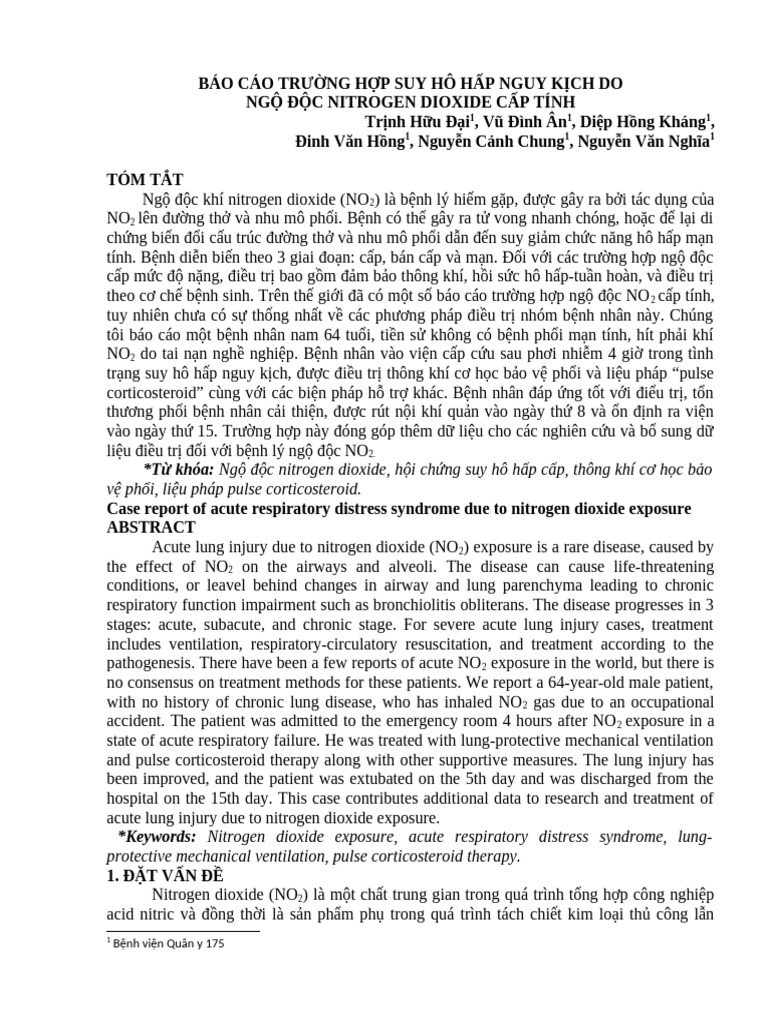 ARDS Due To Nitrogen Dioxide Poisoning | PDF