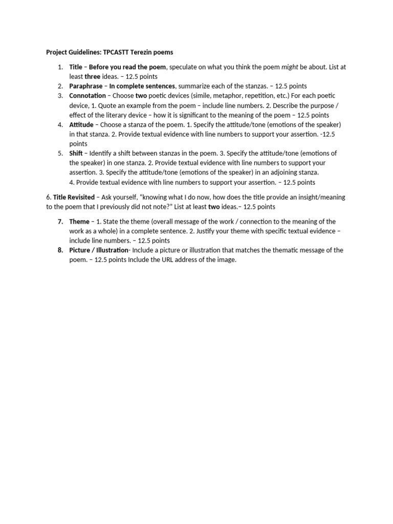 TPCASTT Project Guidelines | PDF