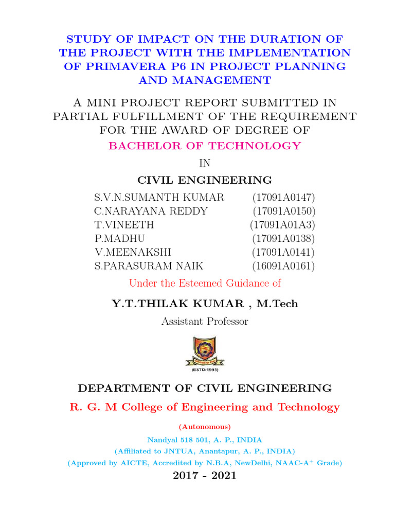 2020-21-Ce-Study of Impact On The Duration of The Project With The ...