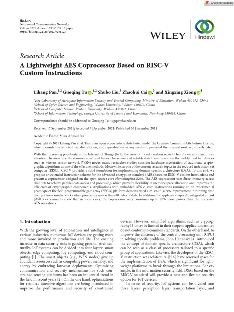 A Lightweight AES Coprocessor Based On RISC V Custom Instructions | PDF | Computer Hardware ...