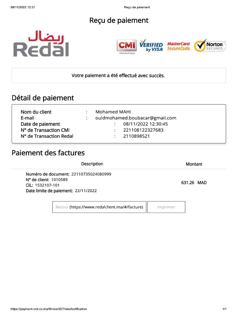 Facture Reda Mois 10 | PDF