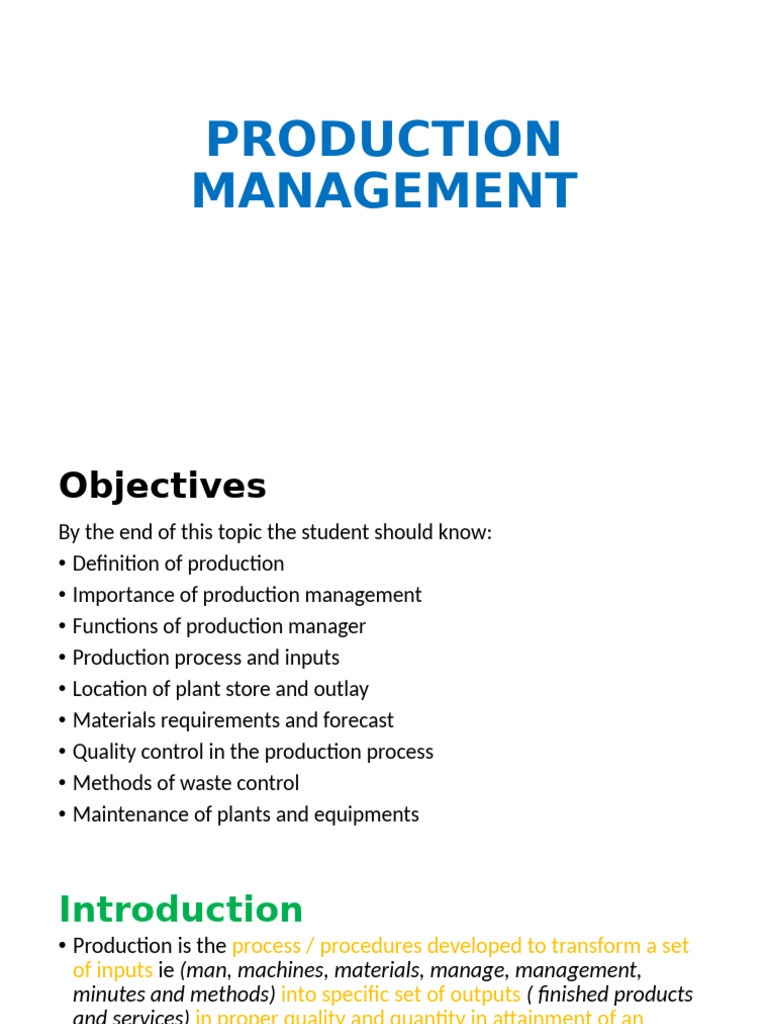 Production Management | PDF | Waste Management | Waste