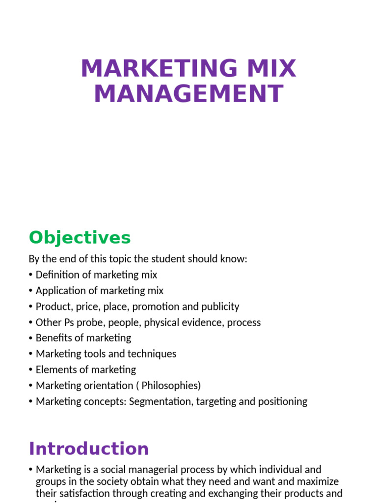 Marketing Mix Management (4PS) | PDF | Marketing | Pricing