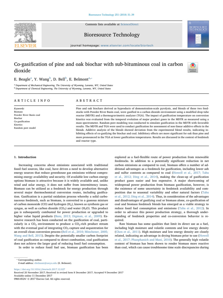 Co Gasification of Pine and Oak Biochar With Sub Bitumin - 2018 ...