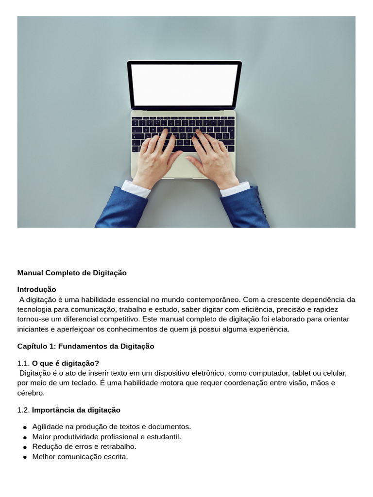Guia Prático de Digitação Eficiente | PDF | Teclado de computador ...