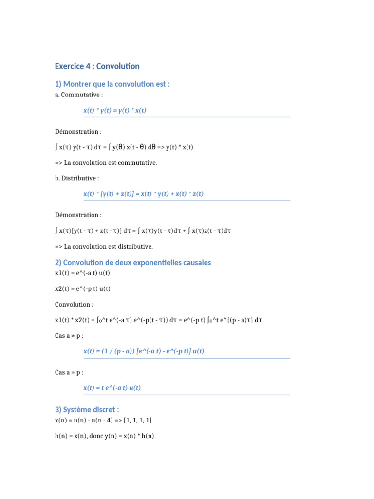 Exercice 4 Convolution | PDF