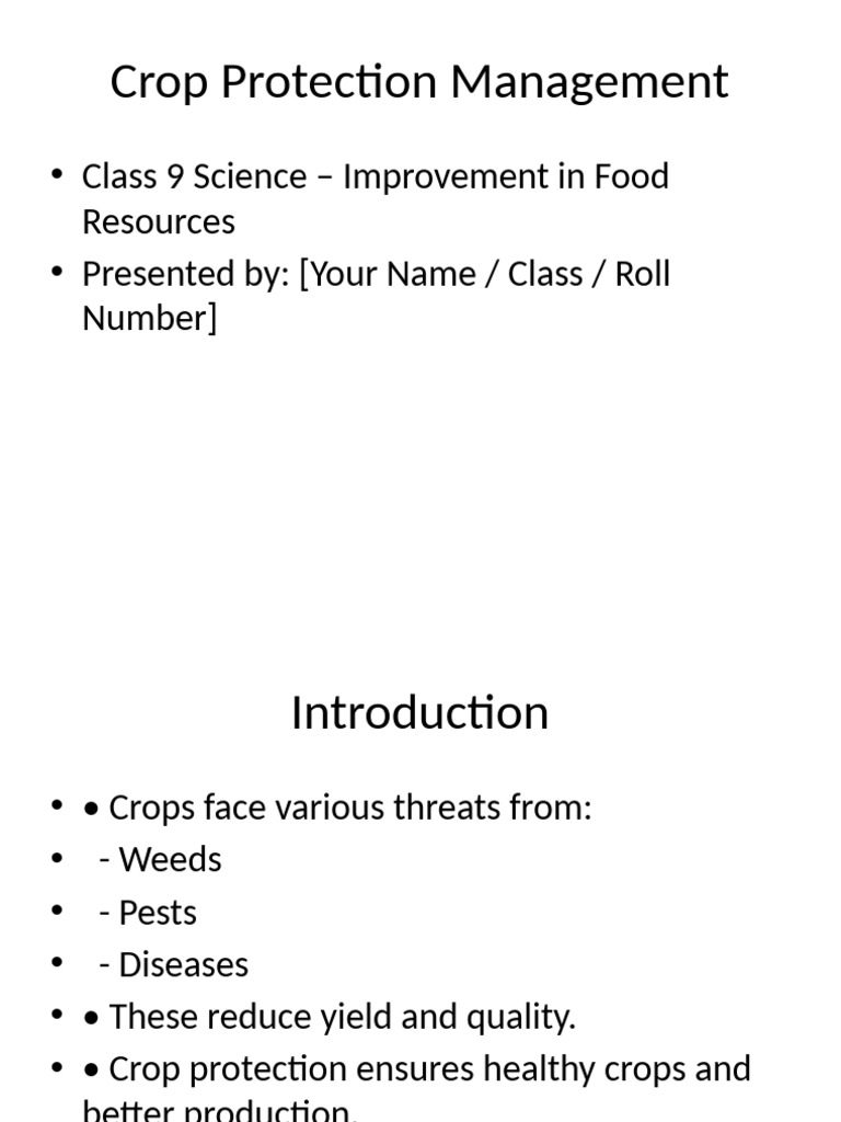 Crop Protection Management Class 9 | PDF