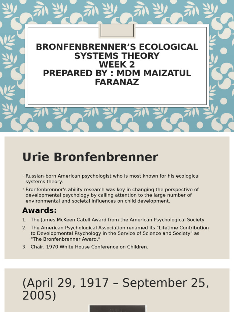 Bronfenbrenner S Ecological Systems Theory WEEK 2 | PDF | Behavioural ...