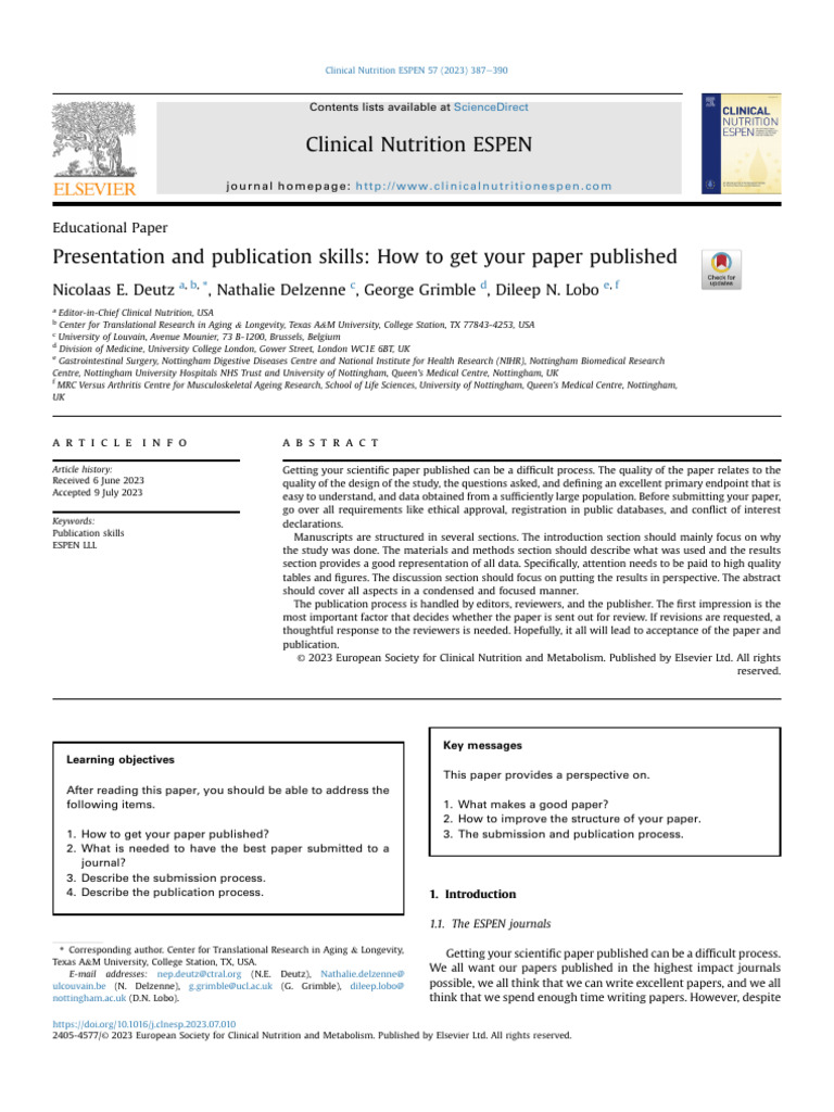Presentation and Publication Skills How To Get Your Paper Published ...