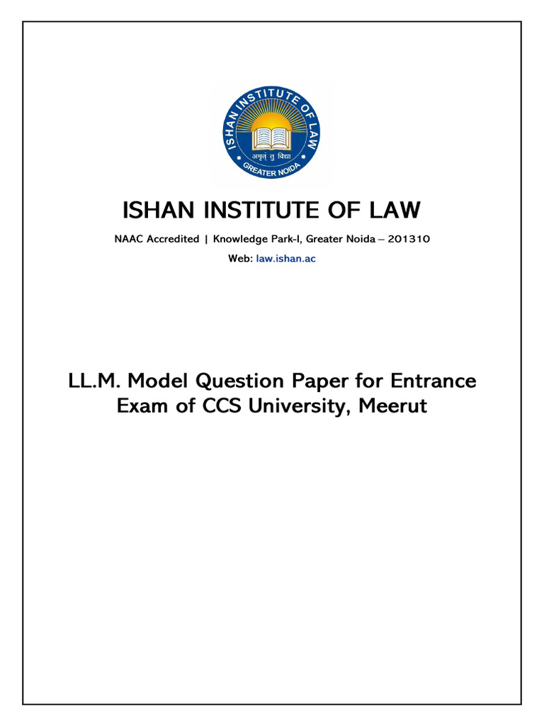 LL.M. Entrance Model Question Paper | PDF | Tort | Common Law