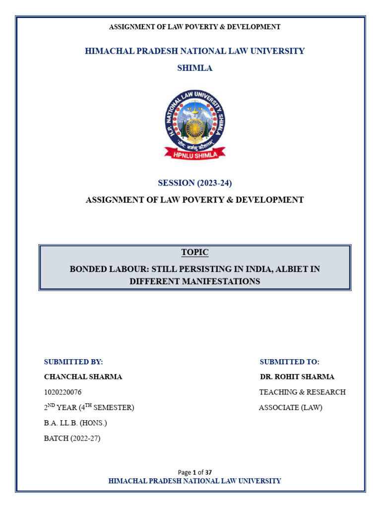 Chanchal Sharma 1020220076 LPD Assignment | PDF | Slavery ...