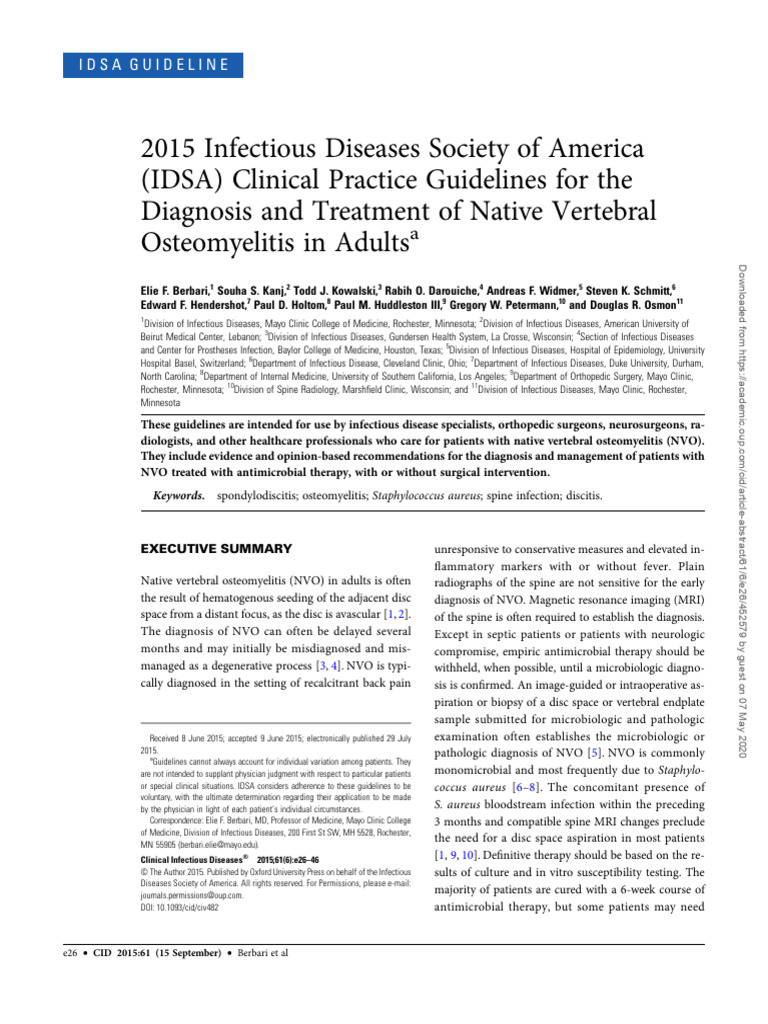 Clinical Practice Guidelines For The Diagnosis and Treatment of Native ...