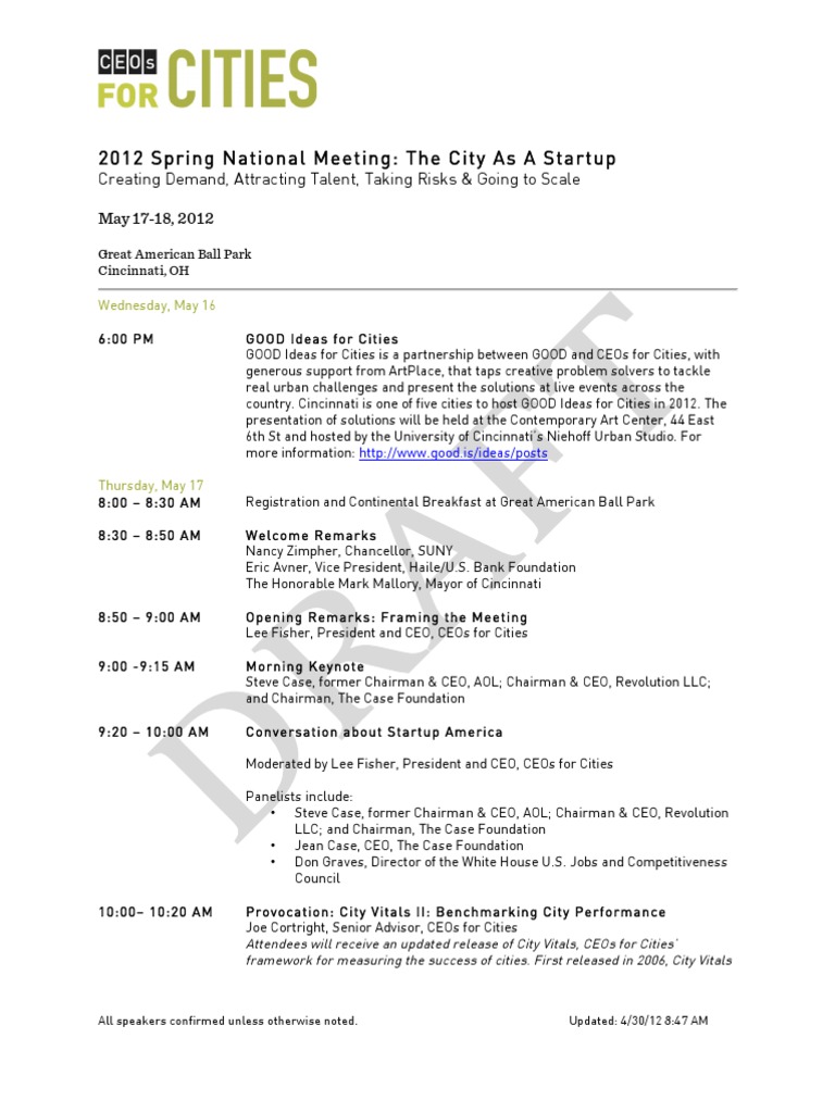 2012 Spring National Meeting Agenda Draft | PDF | Cincinnati | Business ...