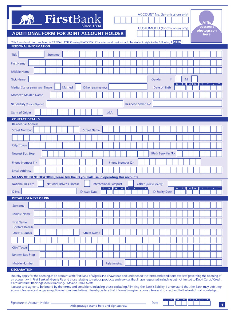 Joint Account Opening Form3 | PDF