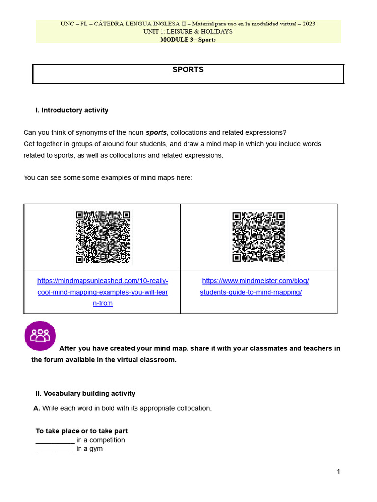 Unit 1 - Module 3 - English Language II - Aula Virtual 2025 | PDF ...
