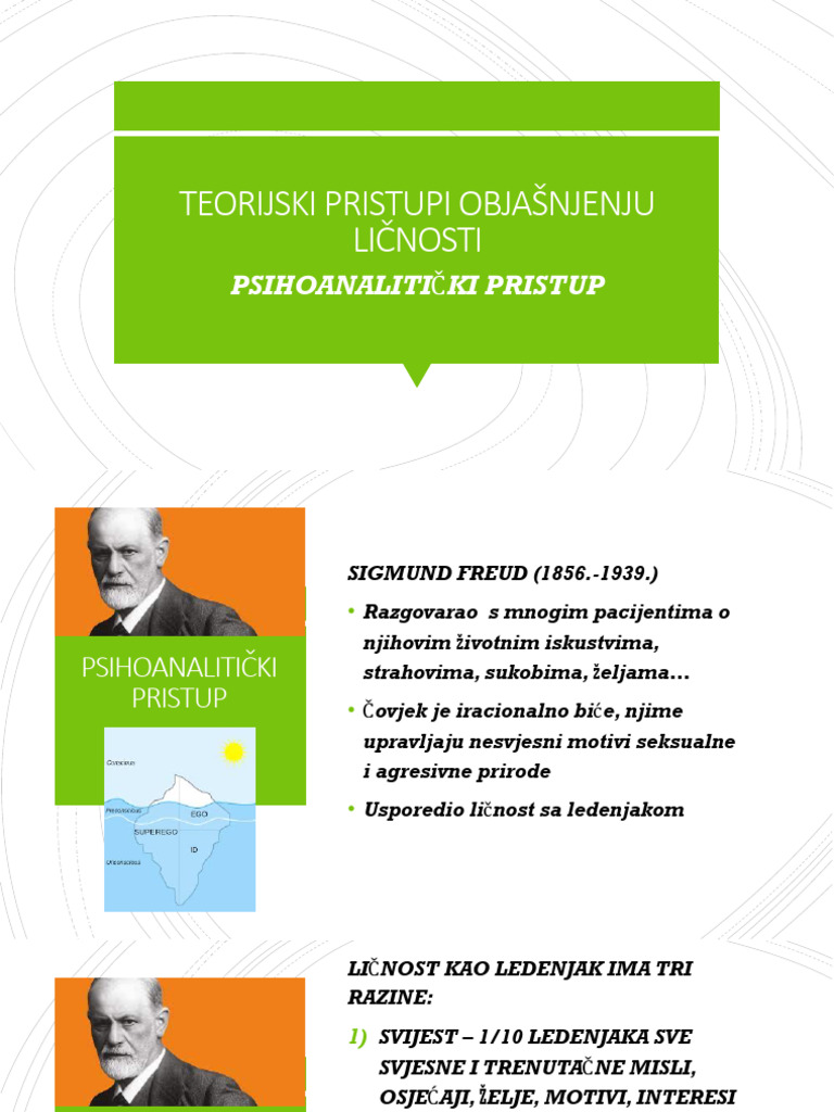 Teorijski Pristupi Objašnjenju Ličnosti - PSIHOANALITIČKI PRISTUP | PDF