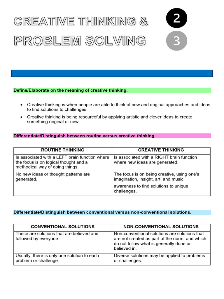 Creative Thinking Problem Solving Paper 2 Topic 3 4 | PDF | Creativity ...