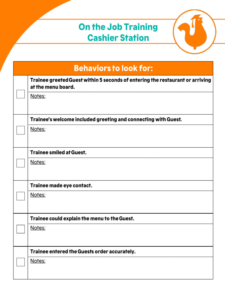 Click To Access The Cashier Station Checklist | PDF