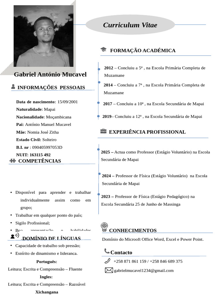 Curriculum Vitae de Gabriel Mucavel | PDF