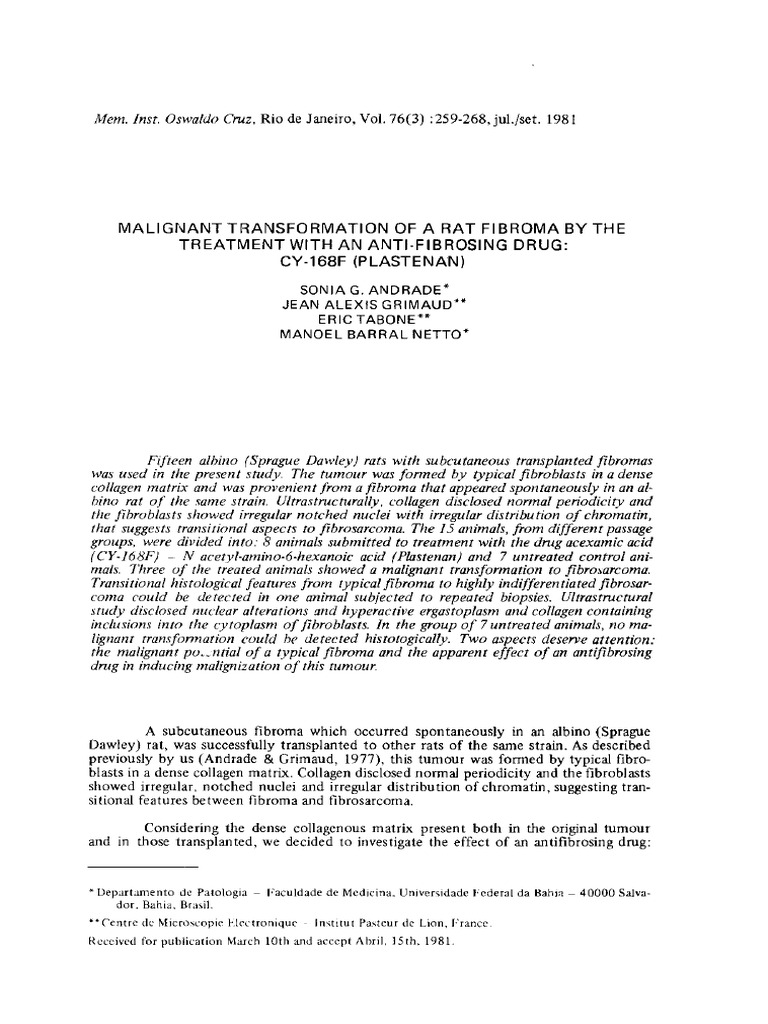 Andrade SG Malignant Transformation of A Rat... | PDF
