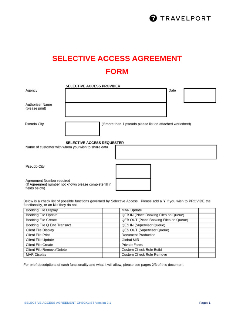 Selective Access Agreement Form v2.2 | PDF | Computing | Software