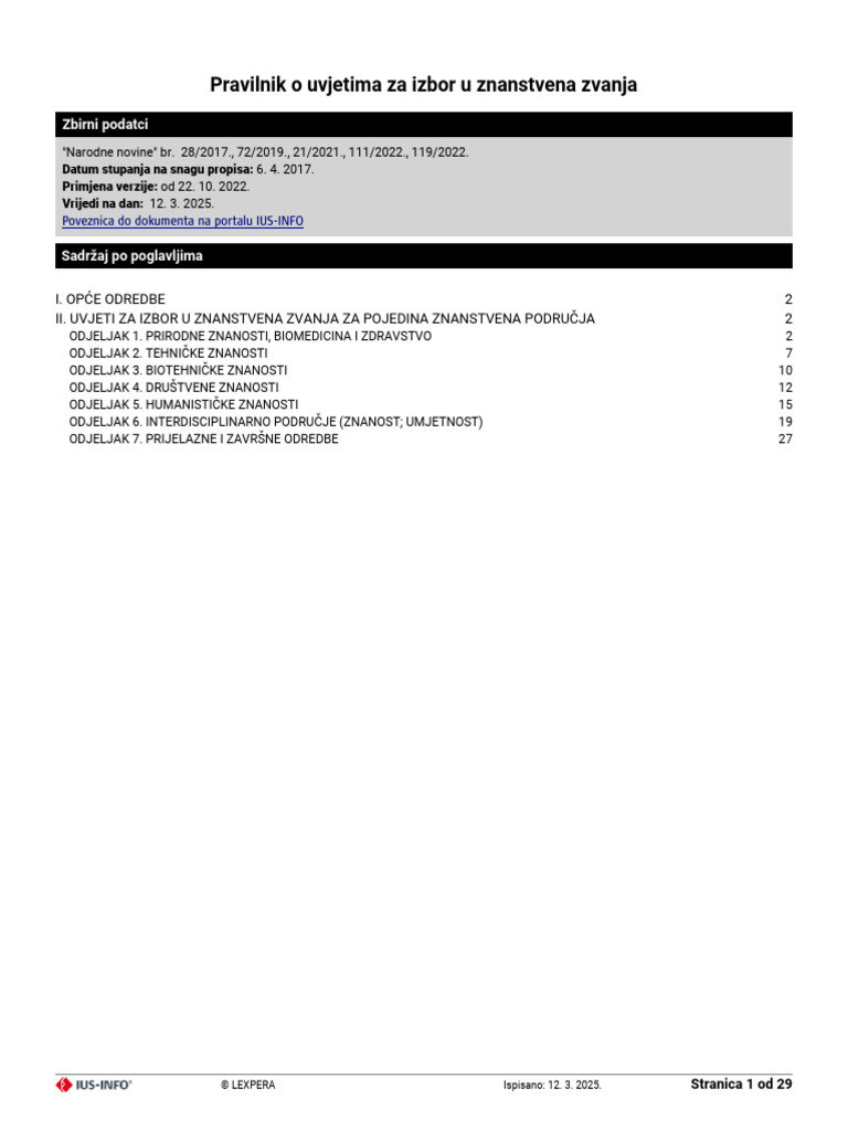 Pravilnik o Uvjetima Za Izbor U Znanstvena Zvanja | PDF