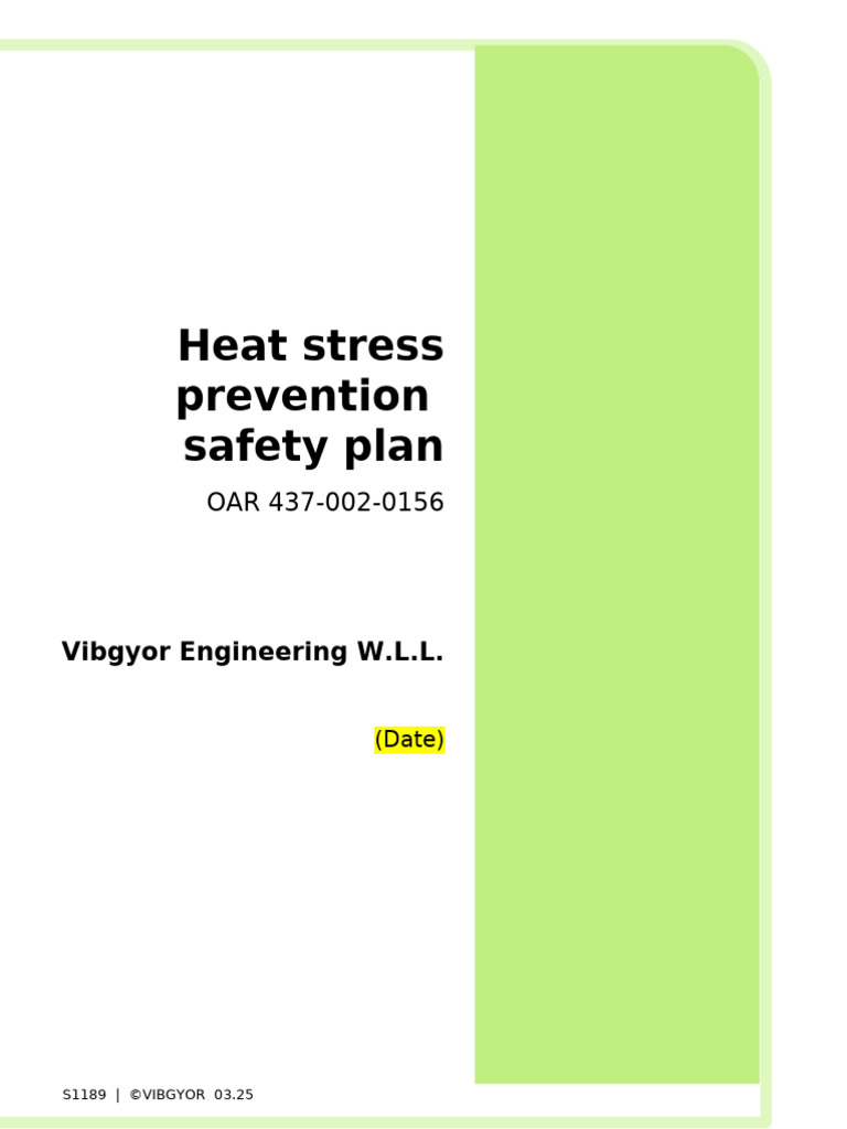 S1189 Heat Stress Prevention Safety Plan | PDF | Hyperthermia ...