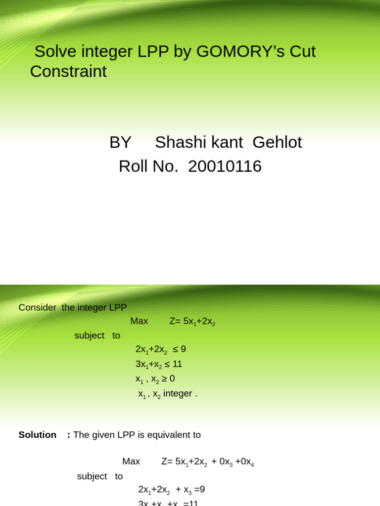 Gomory's Cut Constraint Method | PDF | Mathematical Analysis | Algorithms And Data Structures