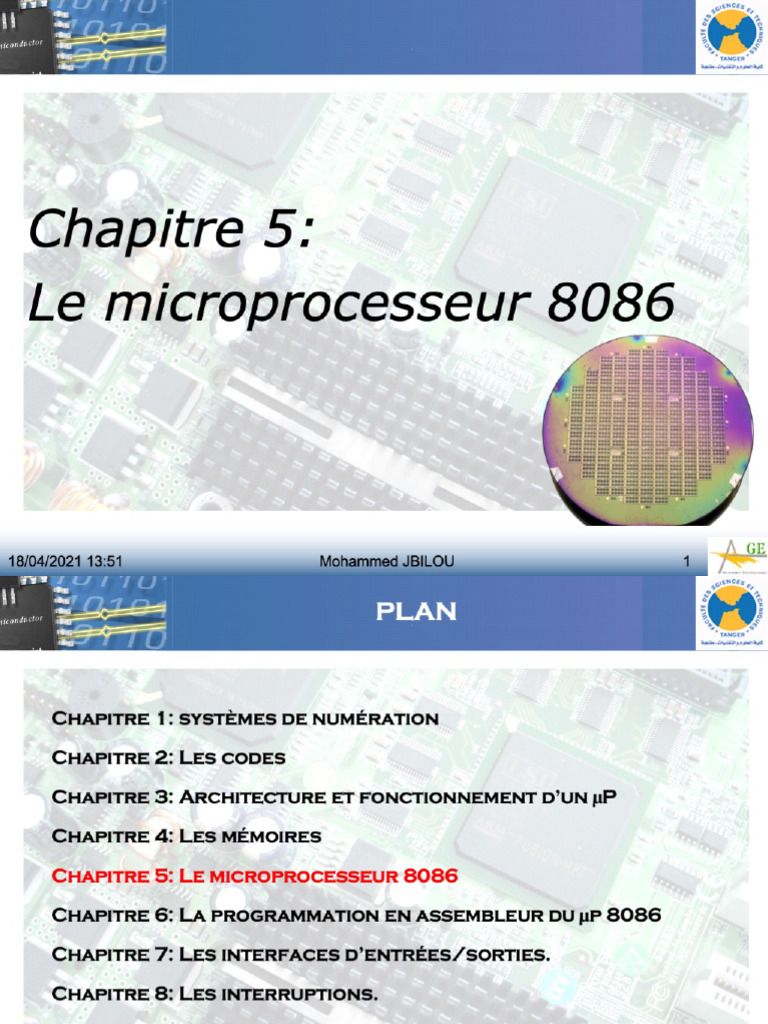 Chapitre 5 Le Microprocesseur 8086 | PDF