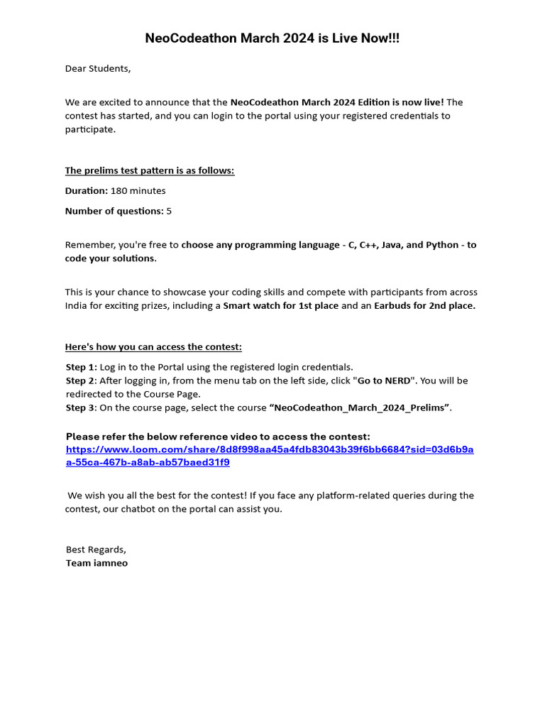 Codeathon Live Mailer | PDF