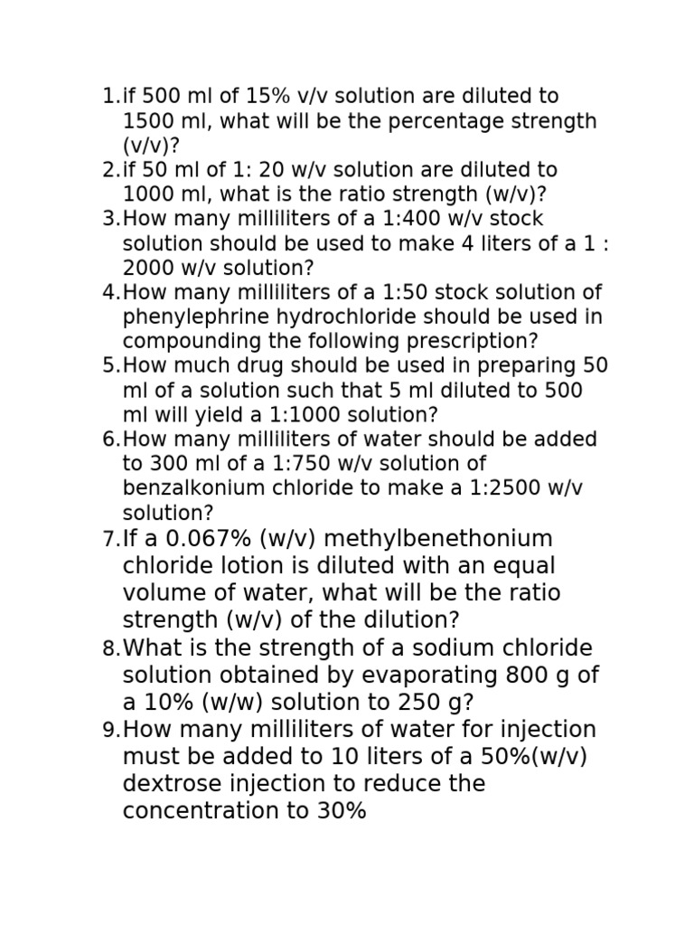 3.pharmaceutical Calculation | PDF | Mass Concentration (Chemistry ...