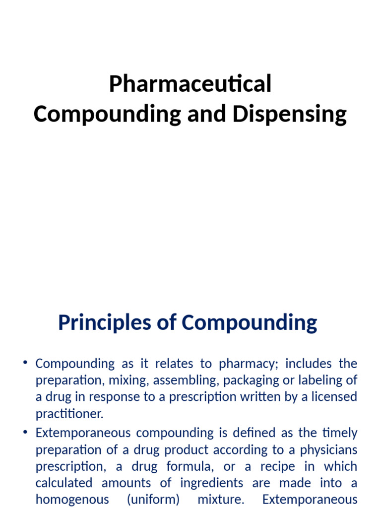 Pharmaceutical Compounding and Dispensing | PDF | Emulsion | Weighing Scale