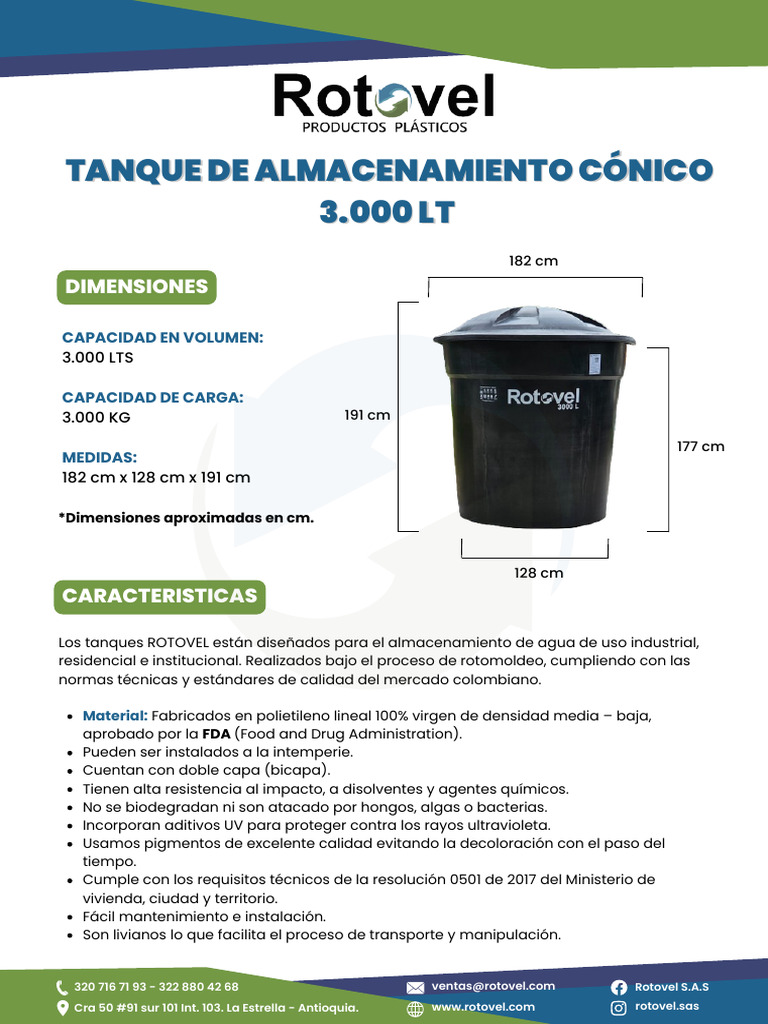 Ficha Tecnica Tanque 3000 LT | PDF | Agua | Tanques