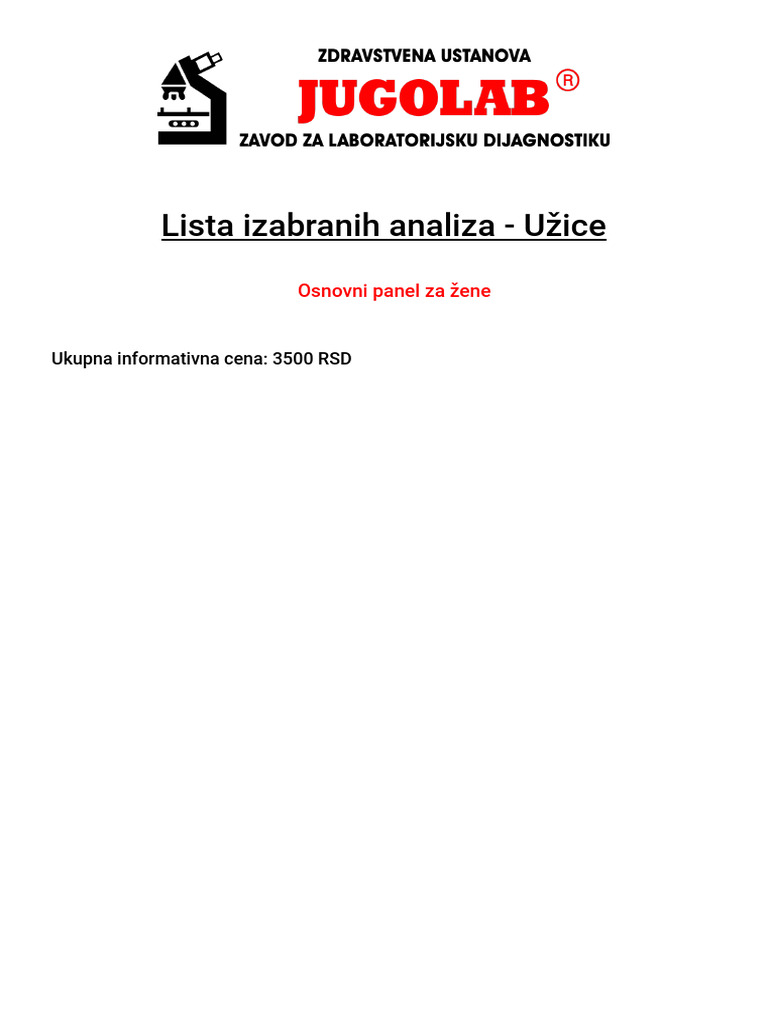 Jugolab Analize Uzice | PDF