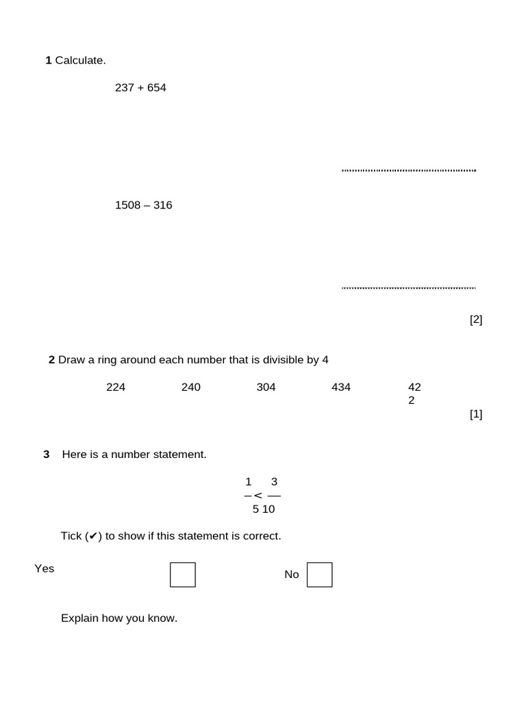 g4 t2 Math Review Worksheet Term 2 | PDF