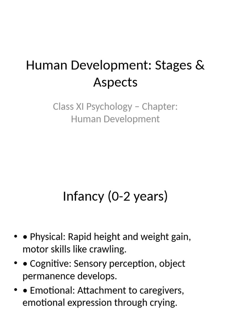 Human Development Stages Class XI Psychology | PDF