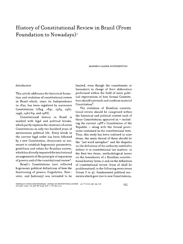 Casseb - History of Constitutional Review of Brasil | PDF