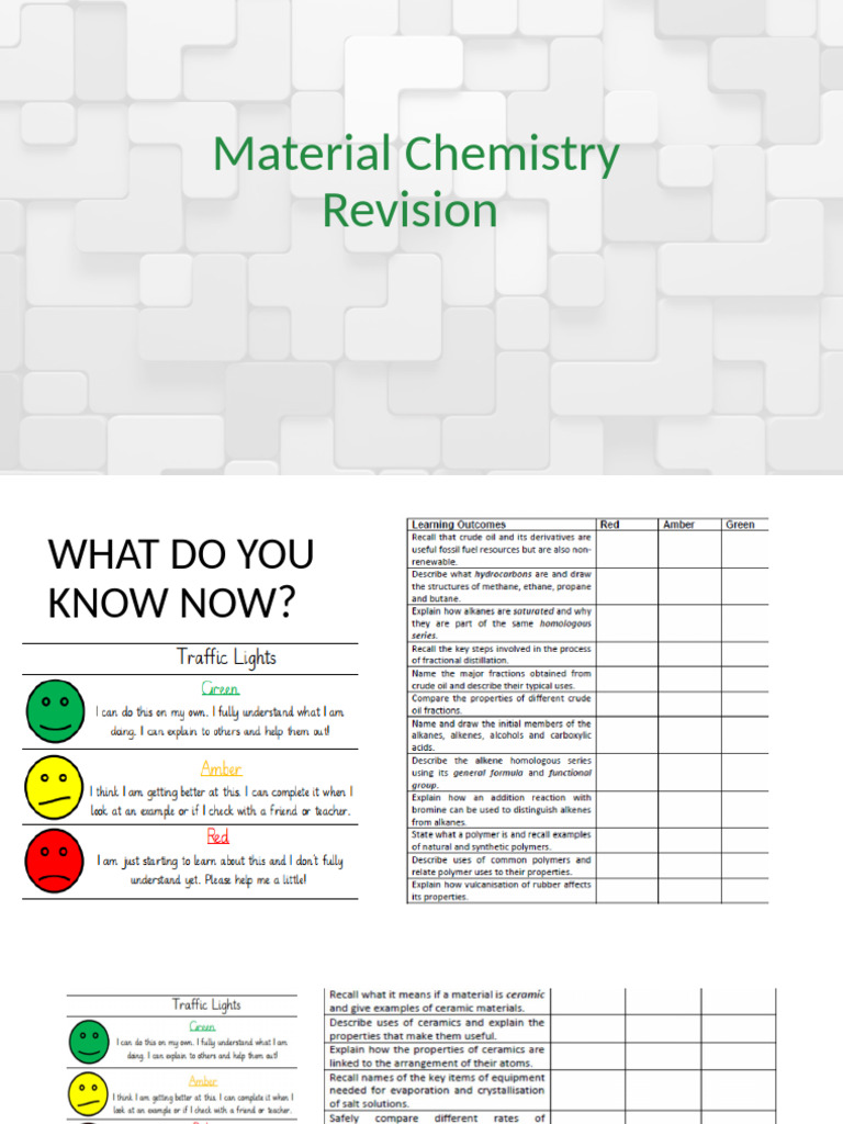 Material Chemistry Revision Slides 23-24 | PDF | Plastic | Hydrocarbons